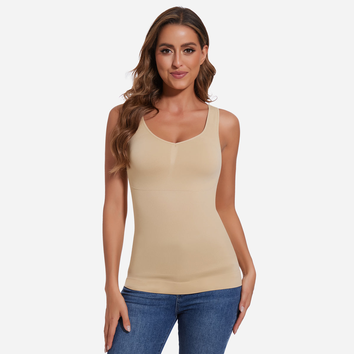 Joyshaper V-Neck Ultra-Smooth Shapewear Tank with Padded Bra
