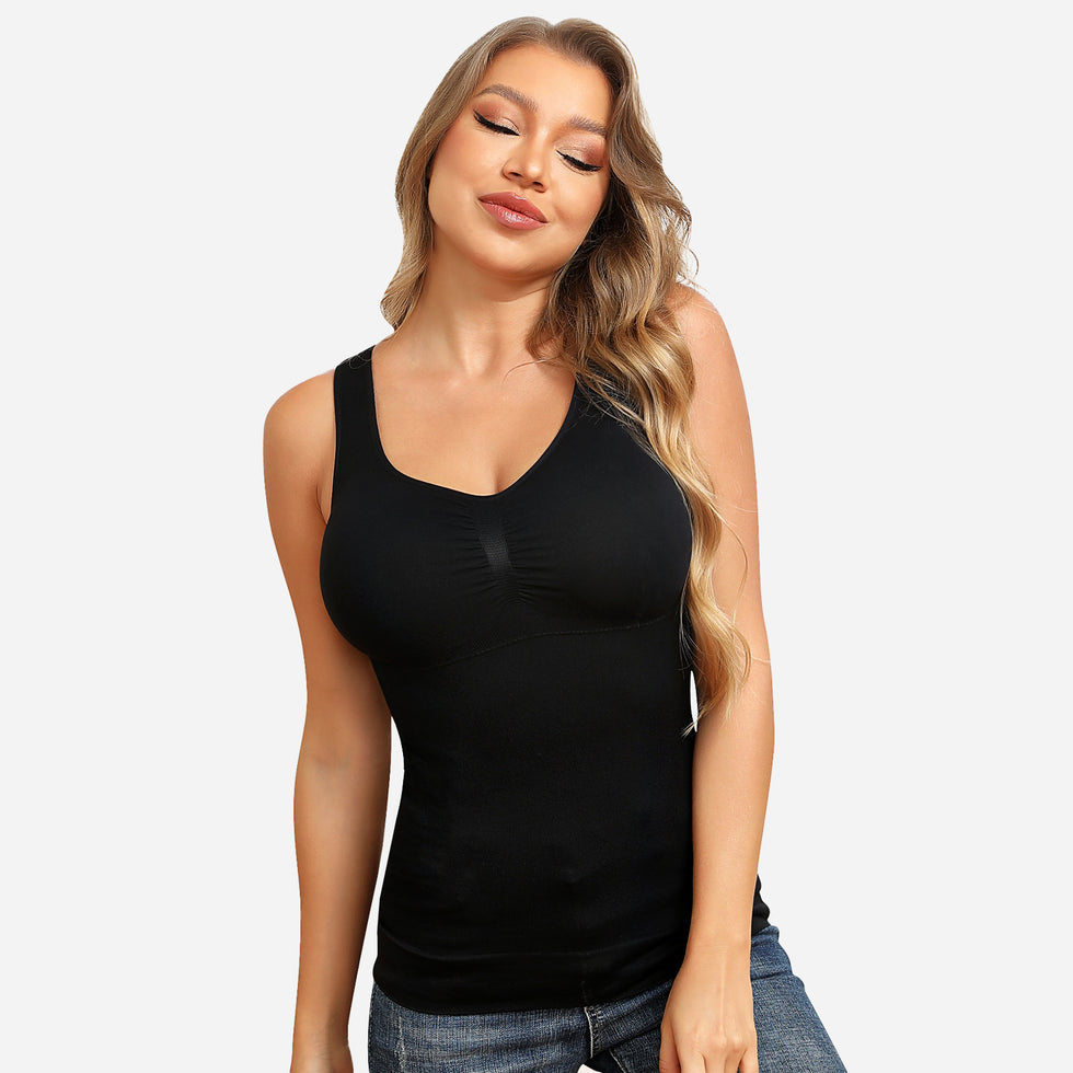 JOYSHAPER Women’s Shapewear Black Cami Tank Tops Built in Bra – Joyshaper